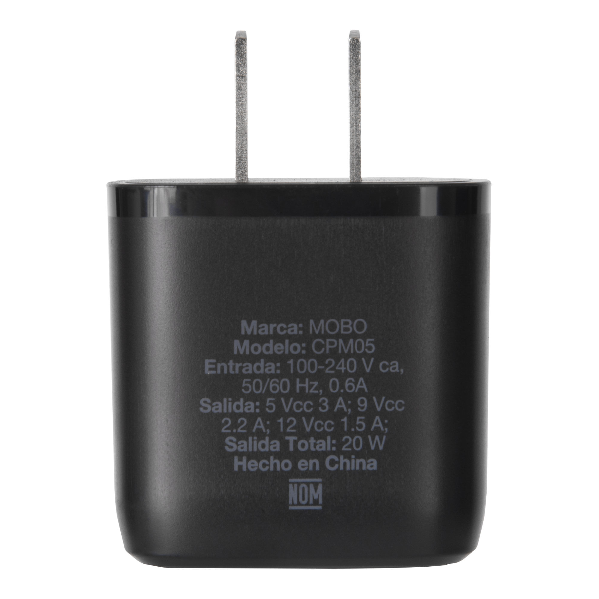 Cargador de Pared Mobo Power 1 Puerto Tipo C Negro 20 W - Mobo