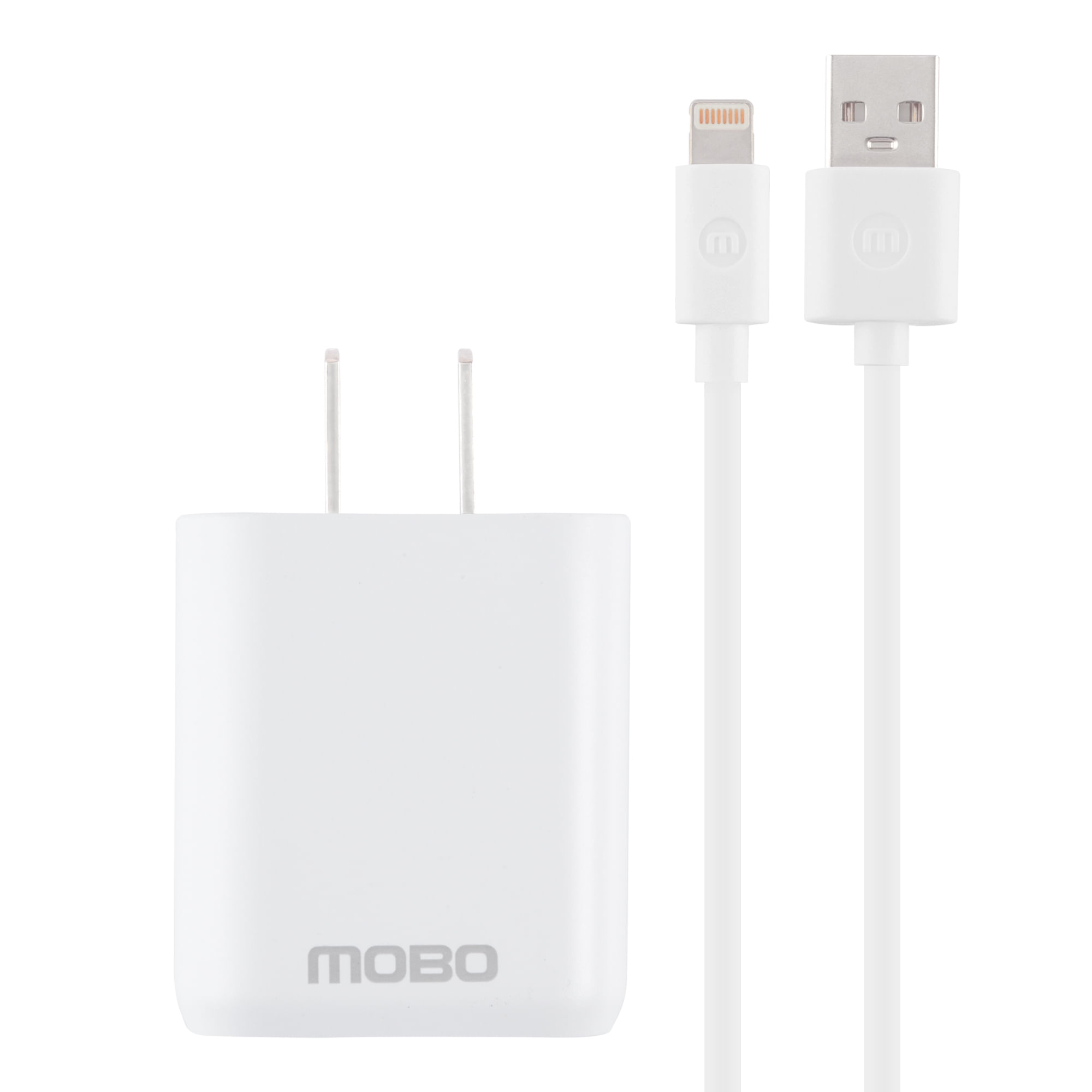 Kit De Carga Mobo 1 Puerto + Cable Lightning Blanco 10 w - Mobo