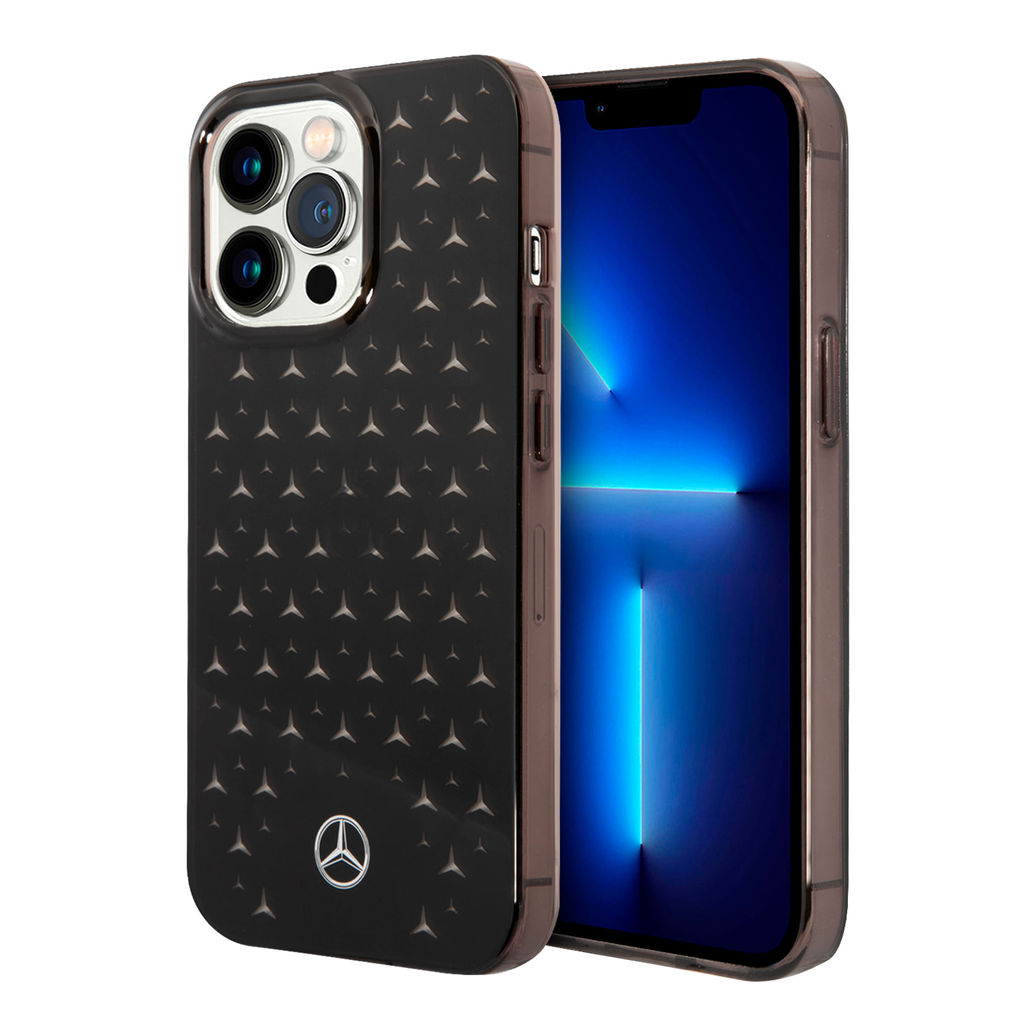 Protector Mercedes Benz Star Pattern Negro IPh 14 Pro Max - Mobo