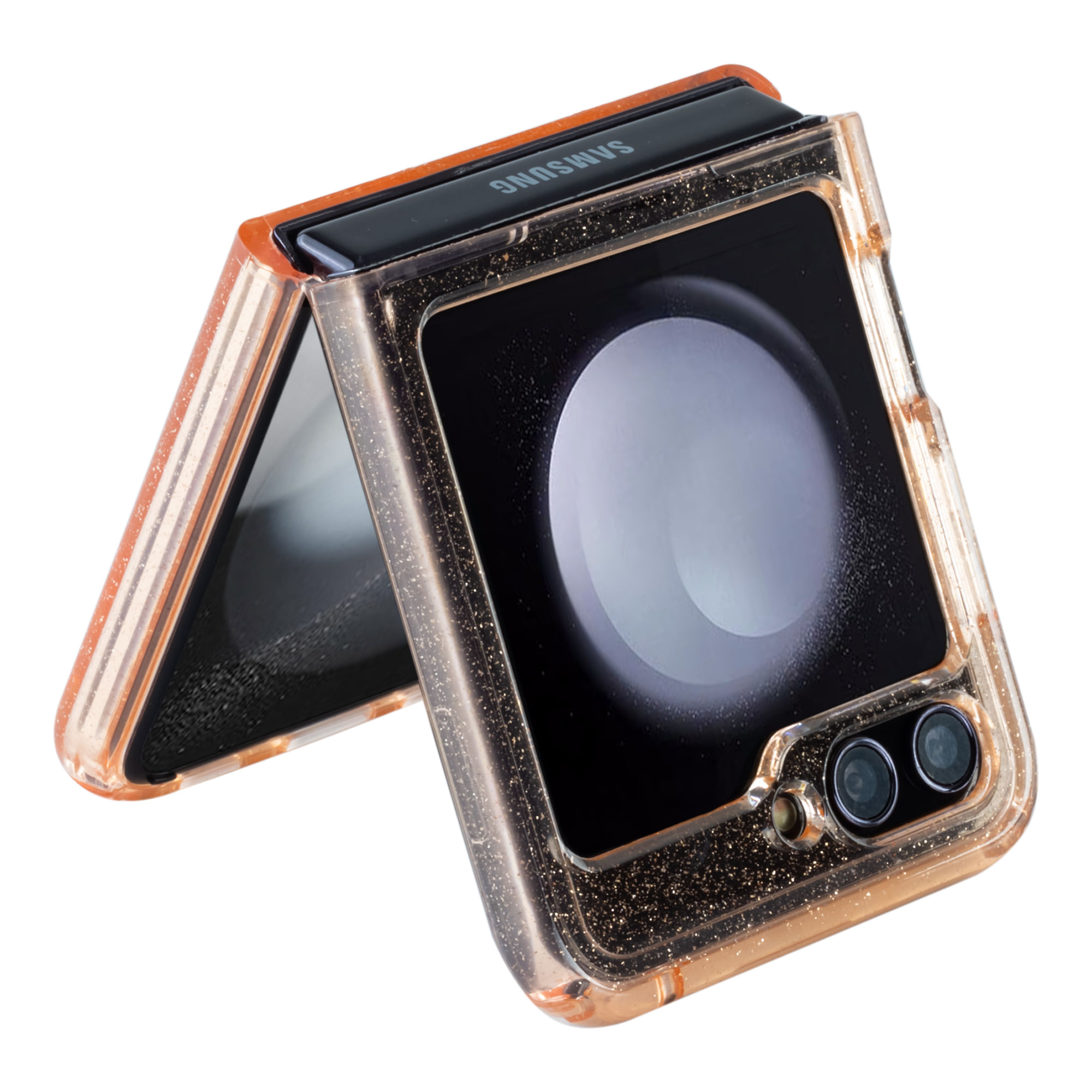 Funda Mobo Glam Crystal Trans/Rosa Samsung Flip 5 - Mobo