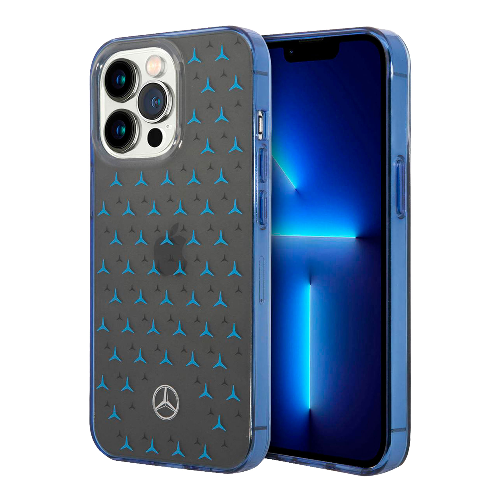 Protector Mercedes Benz Star Pattern Negro/Azul IPh 14 Pro Max - Mobo